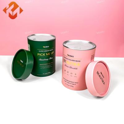 China Safe and easy to tear collagen powder bottle paper packaging box spice container sealed food supplement bulk protein powder paper tube environmentally friendly for sale