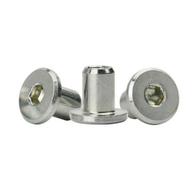 Cina M3 M4 M5 M6 M6*20 M8 M10 M12 12.7mm Steel Nickel Plated Flat Head Hex Socket Furniture Connector Nut Sleeve Barrel Nut in vendita