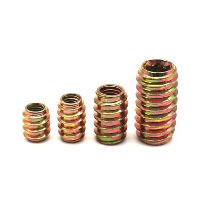 Cina M6 M8 M10 Yellow Zinc Plated Steel Hex Socket Insert Nuts For Wood Furniture in vendita
