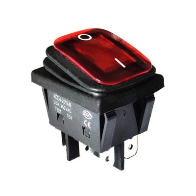 Κίνα η βαρέων καθηκόντων 6 καρφίτσα 30A 250V DPST IP67 σφράγισε τον αδιάβροχο Rocker τραβερσών βαρκών T125 αυτόματο θαλάσσιο διακόπτη με 12V 220V 30x22 των οδηγήσεων προς πώληση