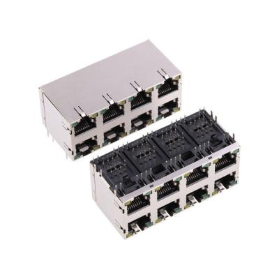 China Fêmea 8 8p8c portuária 2 x 4 Rj45 portuários Jack Connector With Led Light à venda