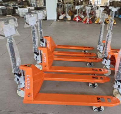 China 3-Ton Hand Pallet Truck with Double nylon wheels for 3000kg Warehouse Material Handling for sale