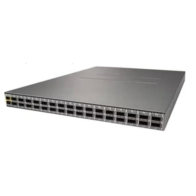 Front view of Nexus 3432D-S switch showing ports and LEDs