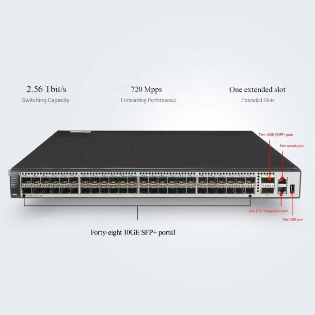 Rear view of S6720-54C-EI-48S-AC network switch