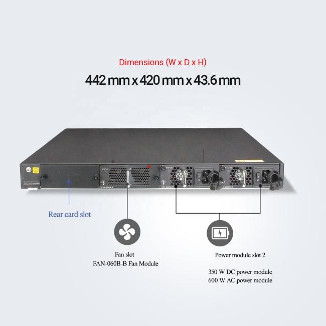 Close-up of S6720-54C-EI-48S-AC network switch ports