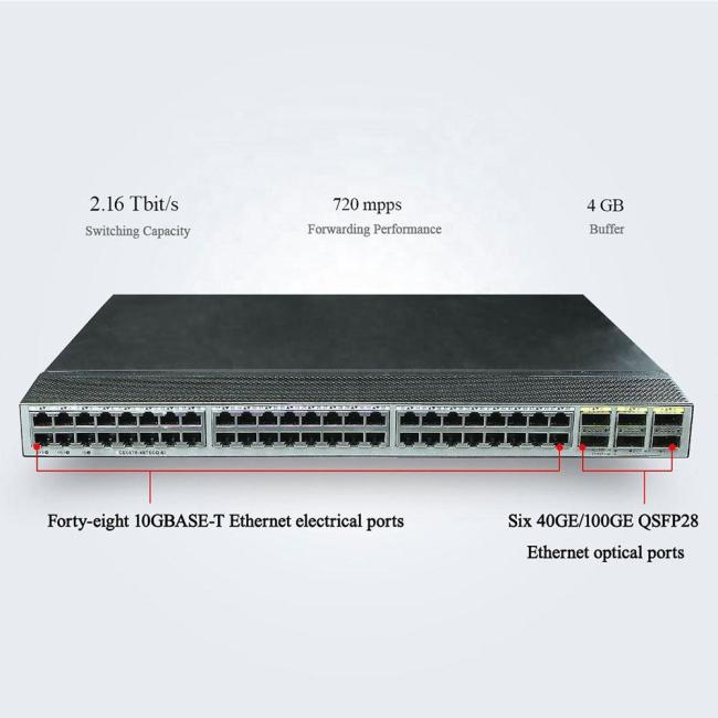 Rear view of CE6870-48T6CQ-EI switch showing power connections