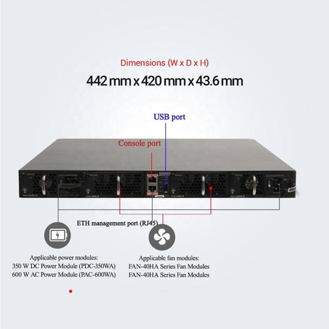 Close-up of SFP ports on switch
