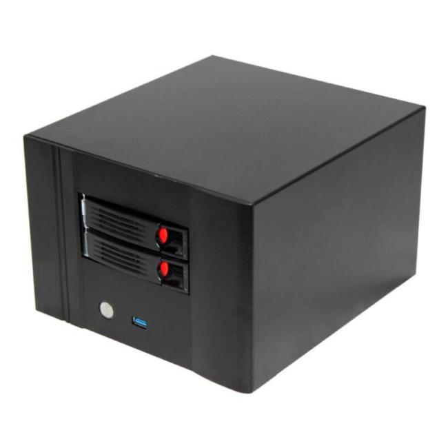 Side view of server chassis showing ventilation and construction details