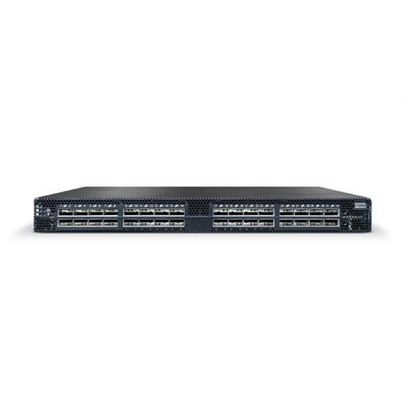 Close-up view of 32 QSFP28 Ports Switch
