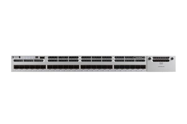 Close-up of SFP ports on WS-C3850-24S-S switch