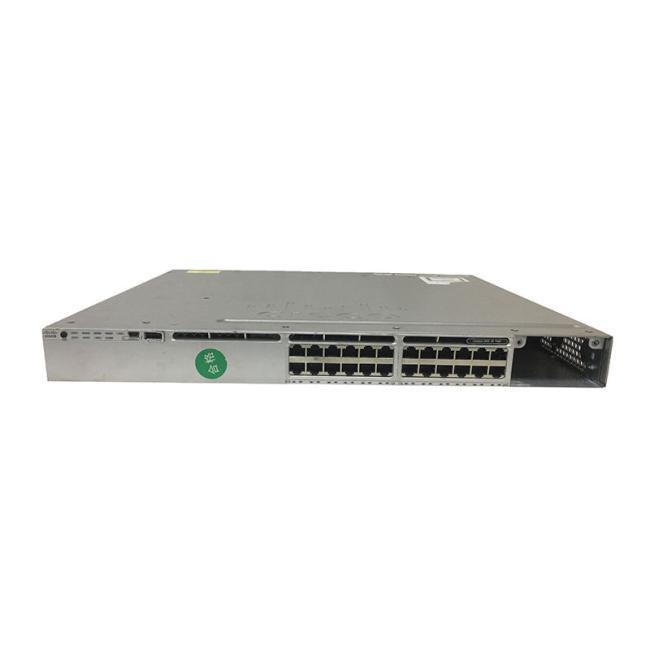 Close-up of ports on the WS-C3850-24PW-S switch