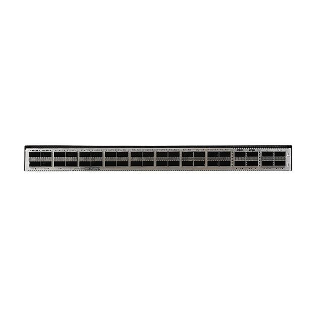 Close-up of QSFP56 ports on CE8851-32CQ8DQ-P