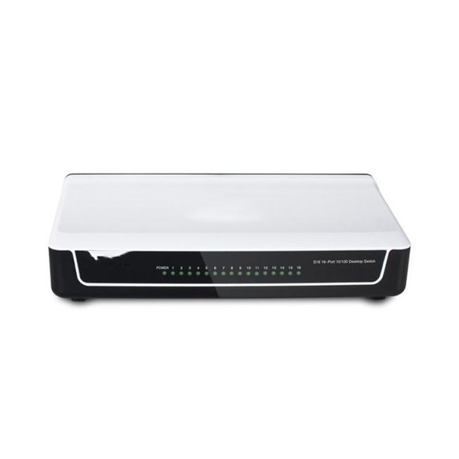 Network switch side profile showing ports