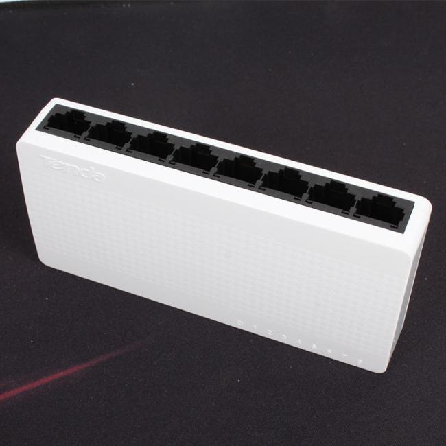 Close-up of RJ45 ports on switch