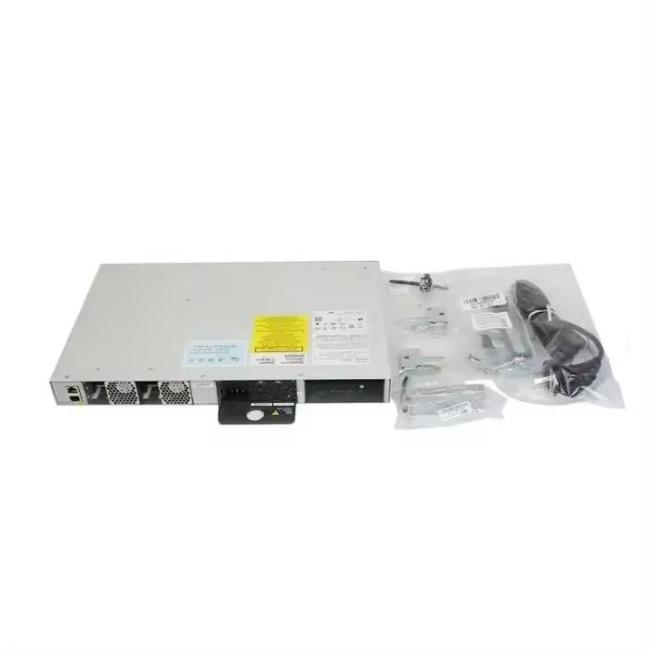 Rear view of C9200-24T-A switch with modular uplinks