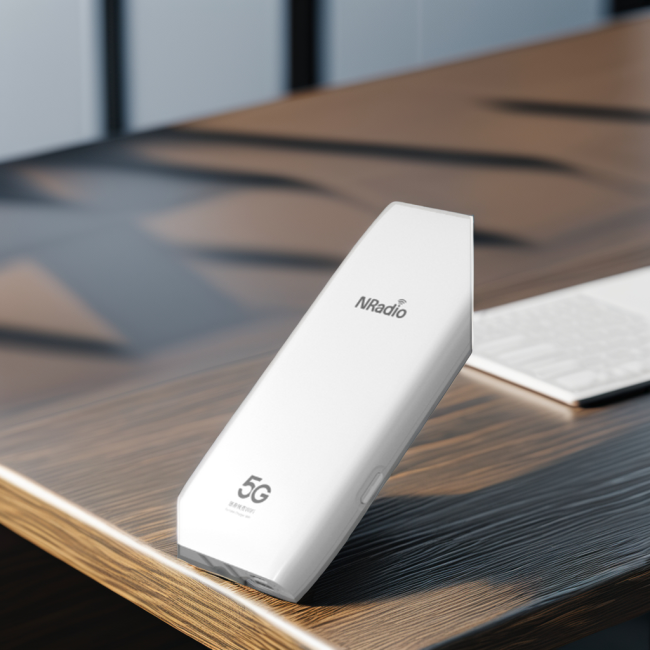 Router side view showing dimensions and port placement