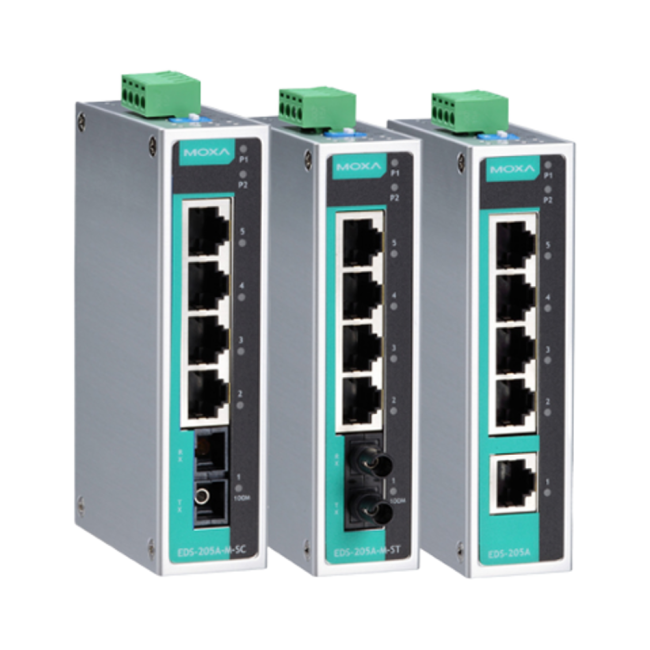 Side view of compact Ethernet switch showing dimensions