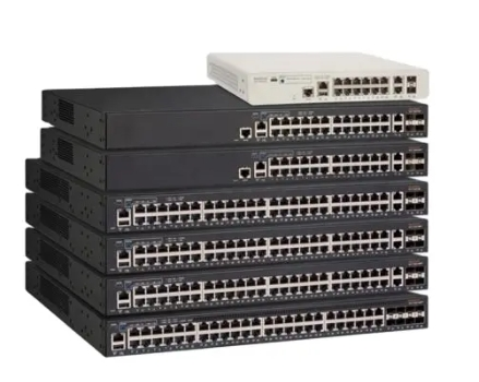 Side view of network switch showing ports