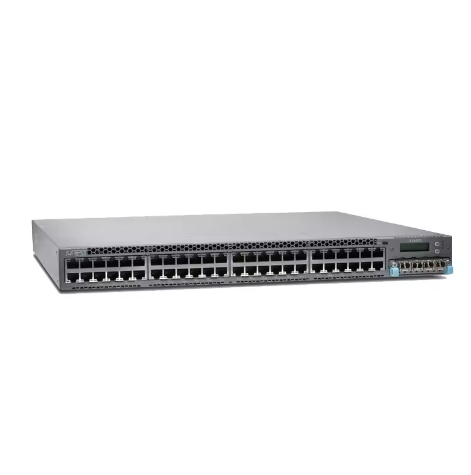 Rear view of network switch showing power connections and management ports