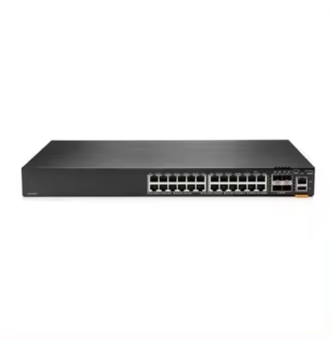 Close-up of SFP+ ports on the switch