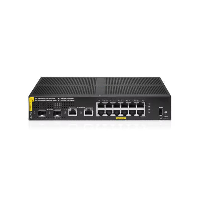 Close-up of Ethernet ports on 6100 series switch
