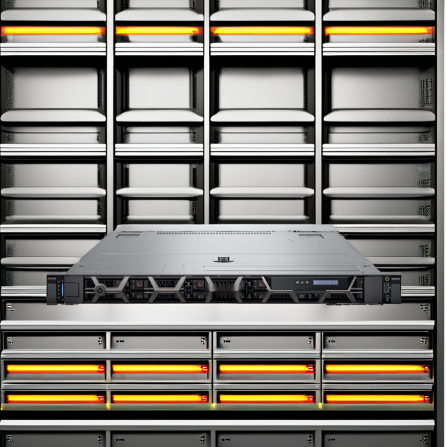 Rear view of PowerEdge R650 server with connections