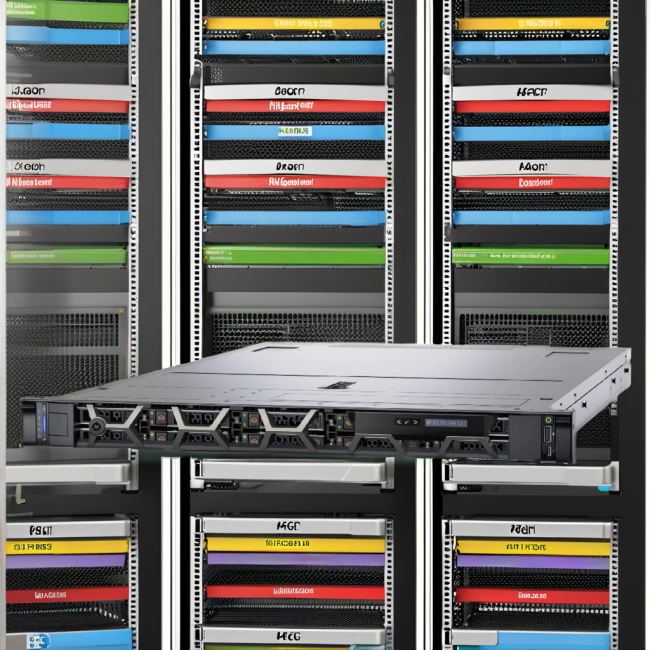 Close-up of R650xs server components