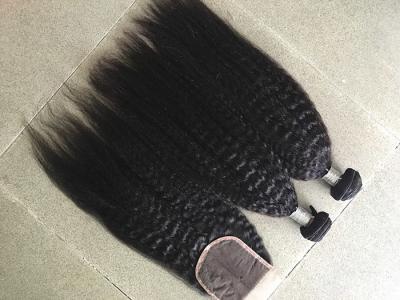 中国 粗いYakiの実質のペルーの人間の毛髪の織り方のねじれた直毛延長 販売のため