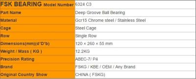 中国 大きいサイズ6324 C3はクロム鋼Z2V2/Z3V3に耐える列のボール ベアリング モーターを選抜します 販売のため