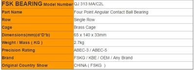 China QJ Series QJ 313 MA / C2L Four Point Angular Contact Ball Bearing For Air compressor for sale