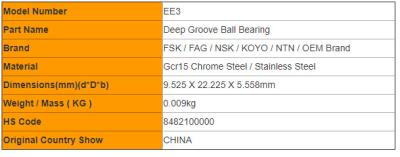 중국 소형 줄 EE 시리즈 깊은 강저 볼베어링 EE3/EE4/EE5 판매용