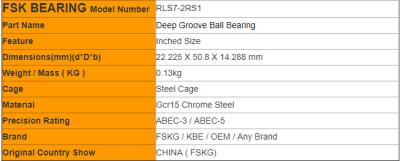 China La sola fila RLS7-2RS1 avanzó lentamente la identificación profunda 22.225m m OD 50.8m m del rodamiento de bolitas del surco en venta