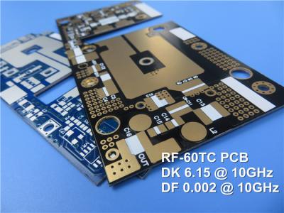 Cina PCB RF-60TC a doppio lato costruito su substrati da 25 millimetri con oro immersivo in vendita