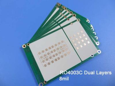 China 8mil RO4003C PCB de alto rendimiento de 2 capas inmersión oro negro pantalla de seda en venta