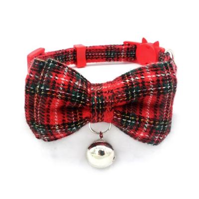 中国 鐘の綿の幅のスコットランドの格子縞のBowtie猫つばの安全バックルは13-22cmを調節する 販売のため