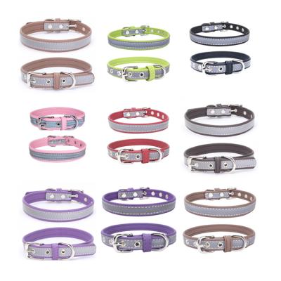 Cina Collare di cane riflettente, guinzaglio di cuoio molle dell'animale domestico di Doppio strato, Cat Dog Collar Leash Set in vendita