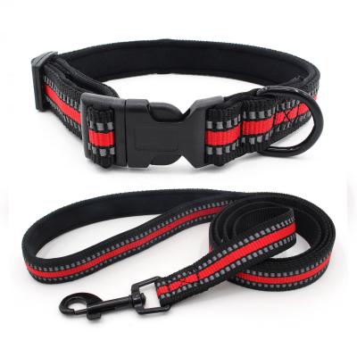 Cina Il neoprene che allinea il guinzaglio del collare di cane ha messo il collare riflettente del fermaglio del rilascio rapido della tessitura con il guinzaglio del cane dell'insieme della fune traente in vendita