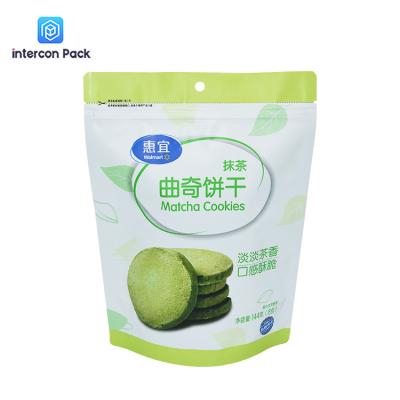 Cina Biscotti dritti stampati su ordinazione di verde del dessert di Natale della borsa della chiusura lampo e borsa d'imballaggio materiale di protezione dell'ambiente in vendita