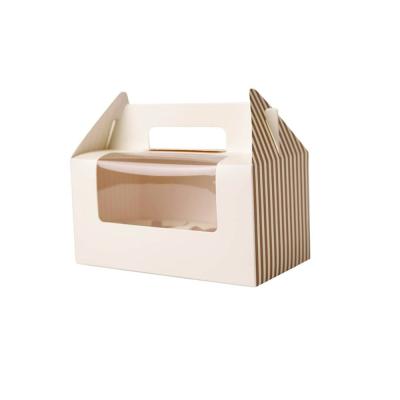 China Recycled 400gsm FBB Mini Cake Box With Handle Custom Color for sale