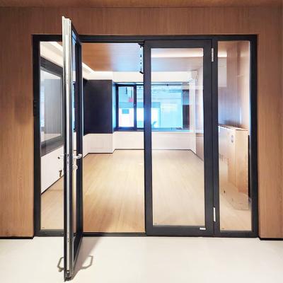 China Aluminum PD/PT Door Double-leaf Folding Swing Door Modern Exterior Front Entry Slide Door for sale