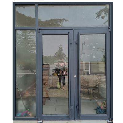 China Supermarket Shop Double Glass Entry Aluminum Commercial Swing Store Front Door for Sale for sale