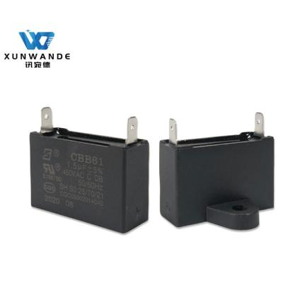 中国 CBB61 450V 1.5UF フィルムファン コンデンサ AC モーター スタート コンデンサ 25 / 70 / 21 フロント ラグ 販売のため