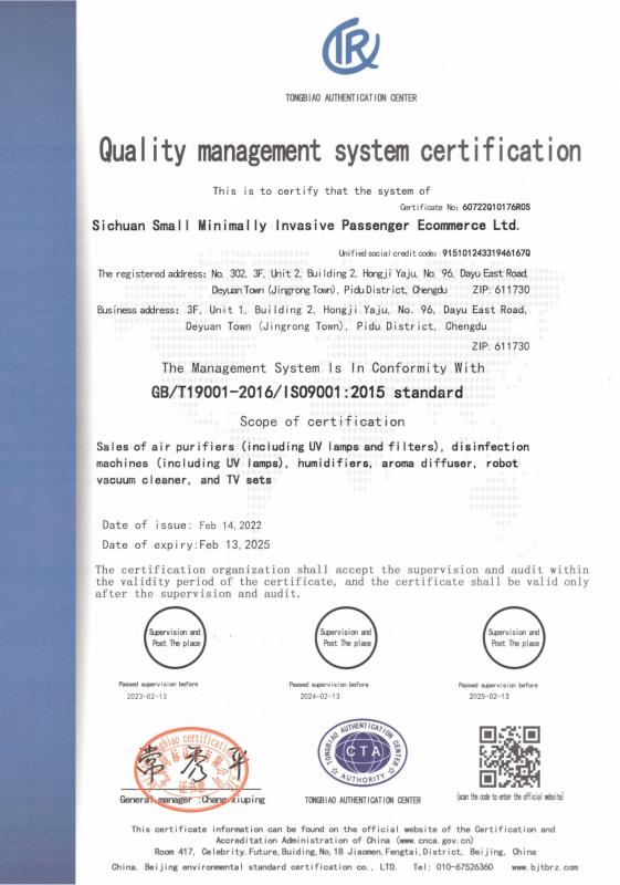 ISO - Sichuan Small Minimally Invasive Passenger Ecommerce Ltd.