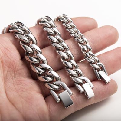 China 6mm 8mm 18k Gold Plated Stainless Steel Multi Sizes Chain Silver Cuban Link Chain for sale