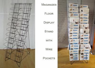China Floding ennegrece la exhibición del estante del hilandero del alambre del revistero/20 bolsillos del metal en venta