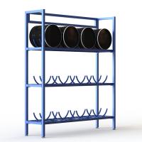 Il barilotto dell'olio per motori ha abbattuto gli scaffali di esposizione del metallo per il garage