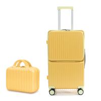 Quality Yellow color Multifunctional Front-Open Pocket Laptop Trolley Carry-On Size for sale
