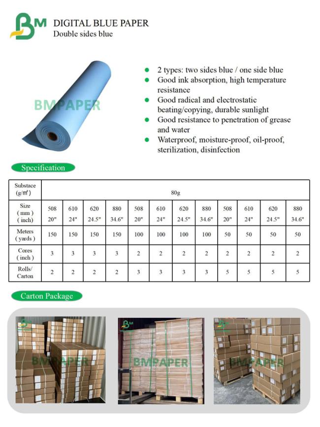 Blue Plotter Paper Roll Double Sided Blueprint Paper Customized Width 50m 100m 150m Length  Blue Plotter Paper Roll Double Sided Blueprint Paper Customized Width 50m 100m 150m Length