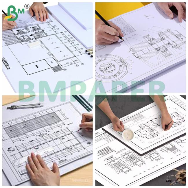 80gsm Uncoated White CAD Plotter Paper For Engineering Printing  80gsm Uncoated White CAD Plotter Paper For Engineering Printing