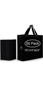 50 pack black reusable bag